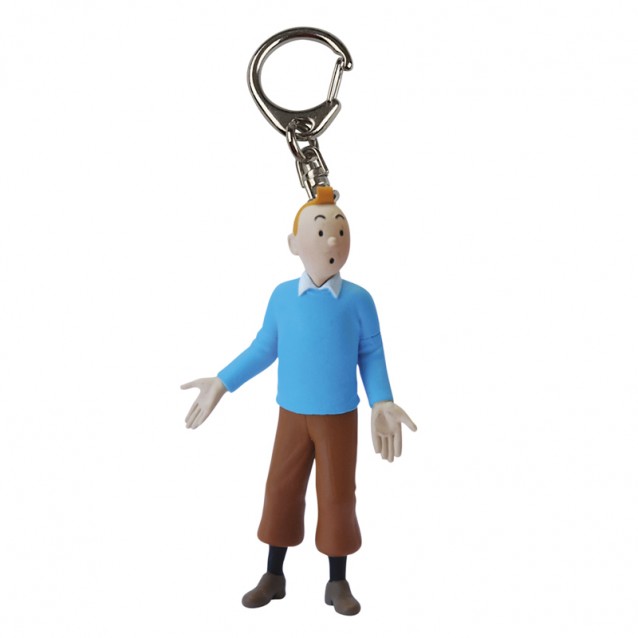 Tintin Blue Jumper Plastic Keyring - The Tintin Shop UK